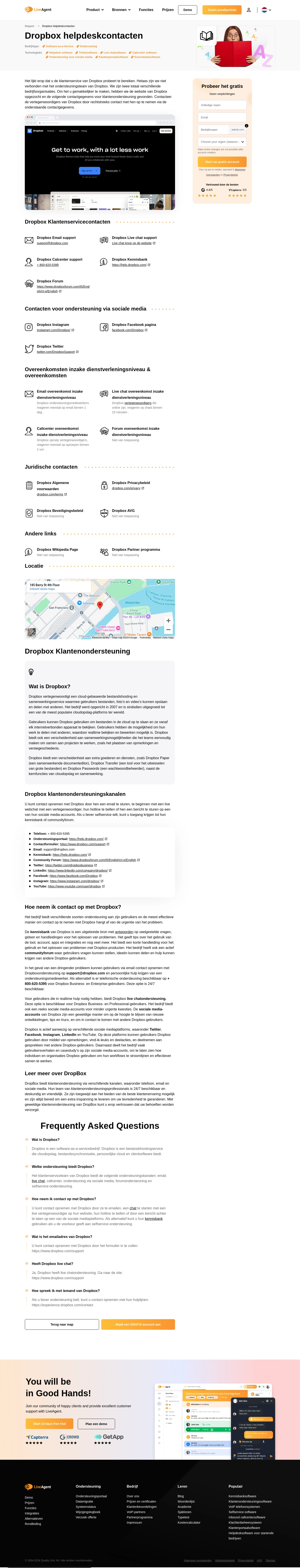Dropbox helpdeskcontacten - LiveAgent