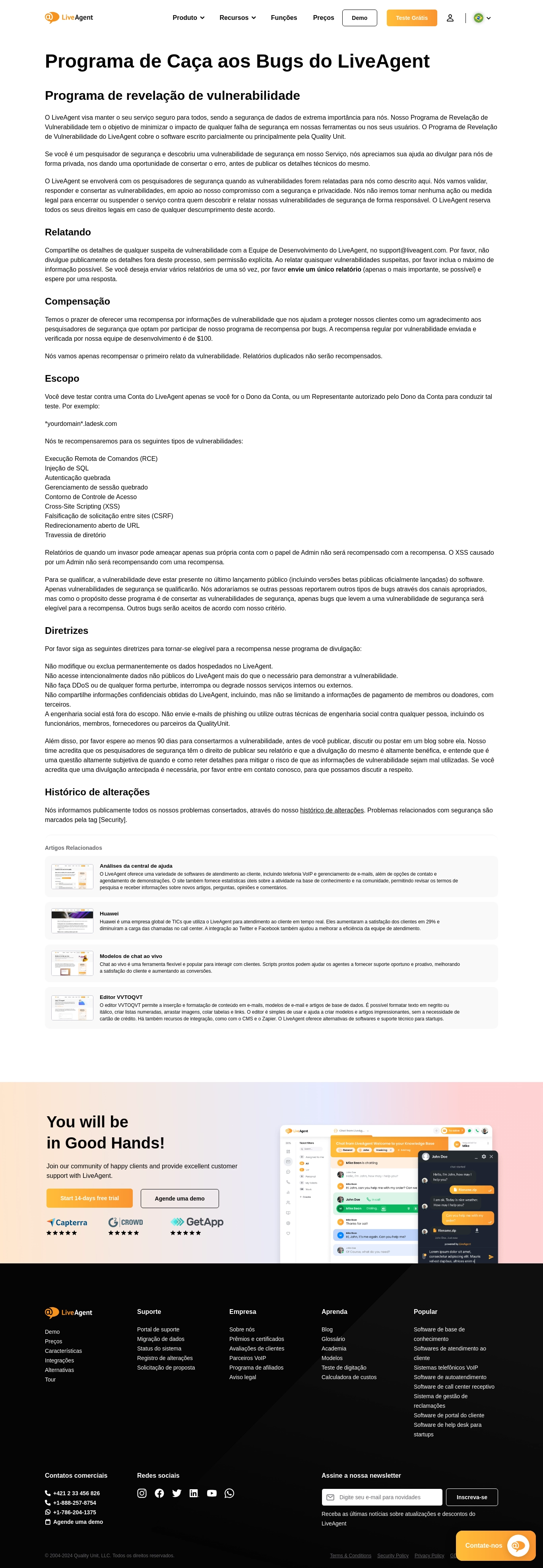 Programa de Caça aos Bugs do LiveAgent | LiveAgent
