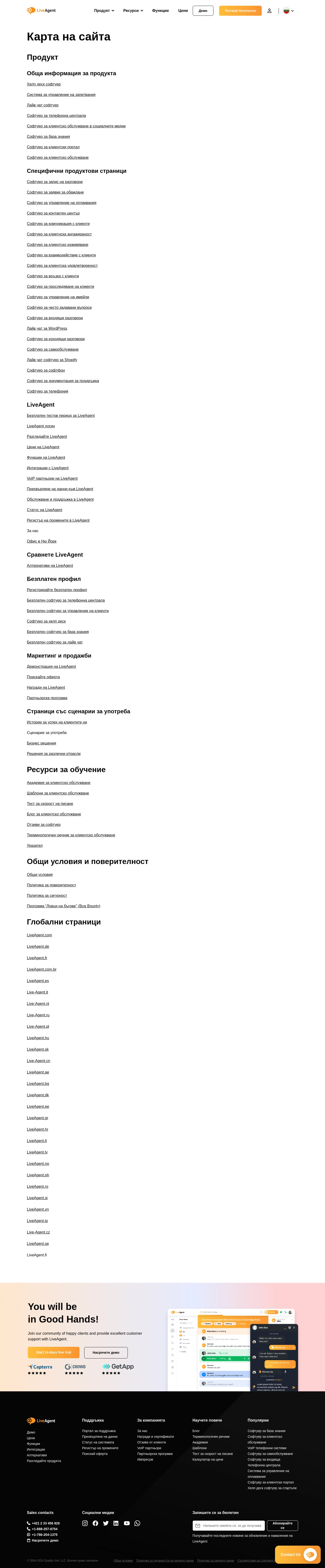 Карта на сайта - LiveAgent