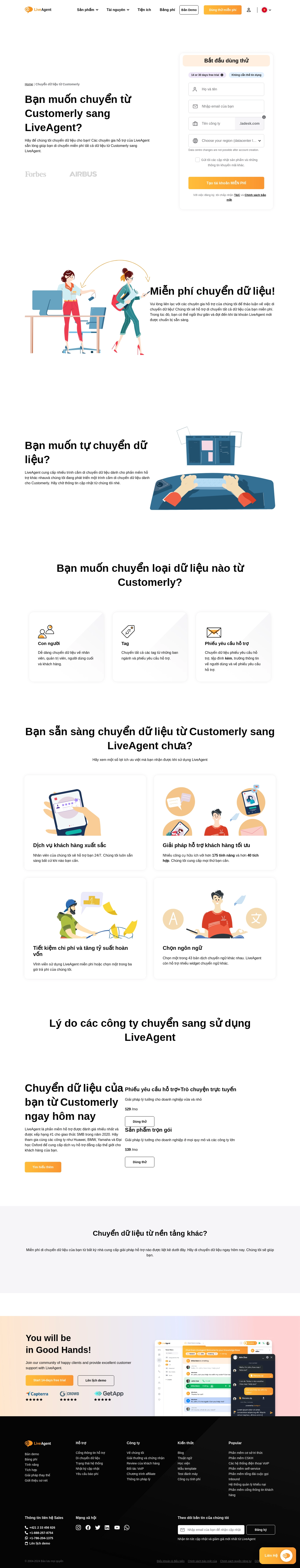 Chuyển dữ liệu từ Customerly - LiveAgent