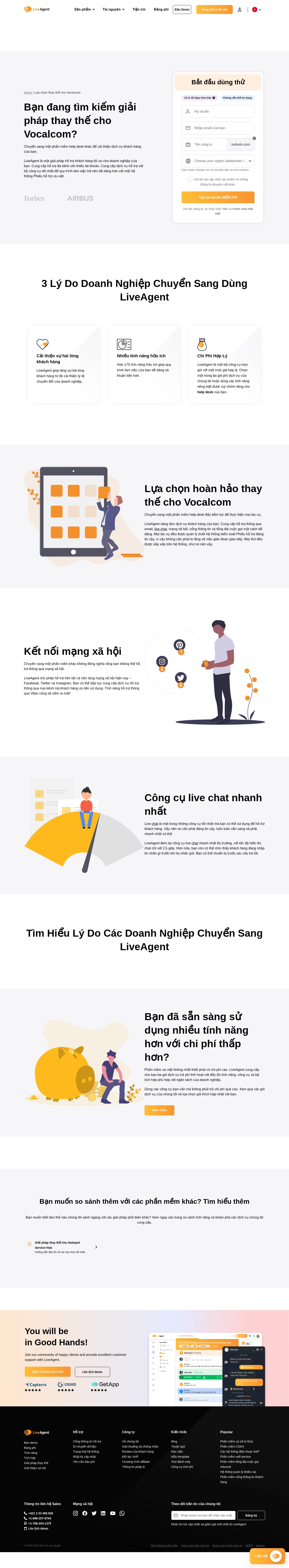 Lựa chọn thay thế cho Vocalcom - LiveAgent