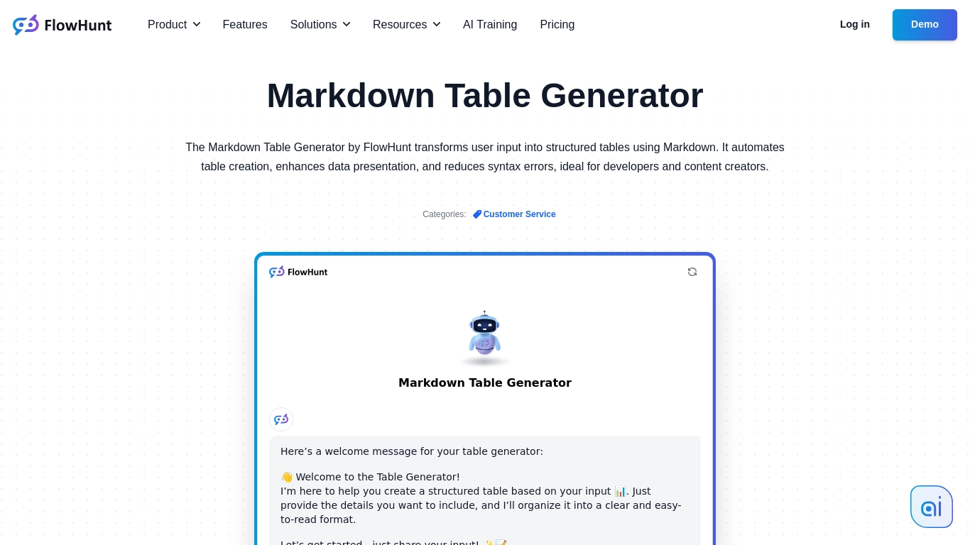 Markdown Table Generator | FlowHunt