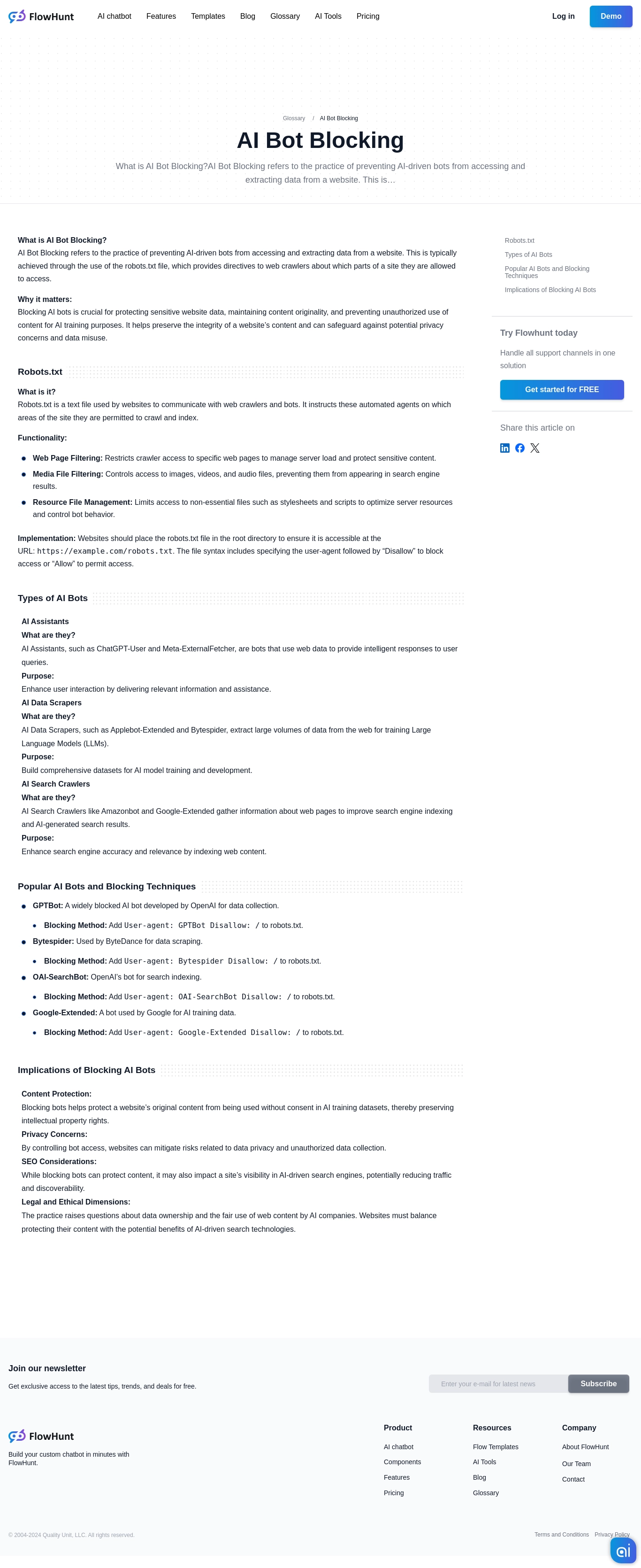 AI Bot Blocking | FlowHunt