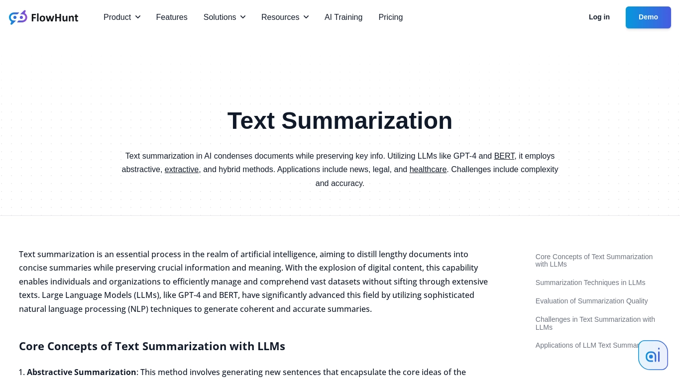 Text Summarization | FlowHunt
