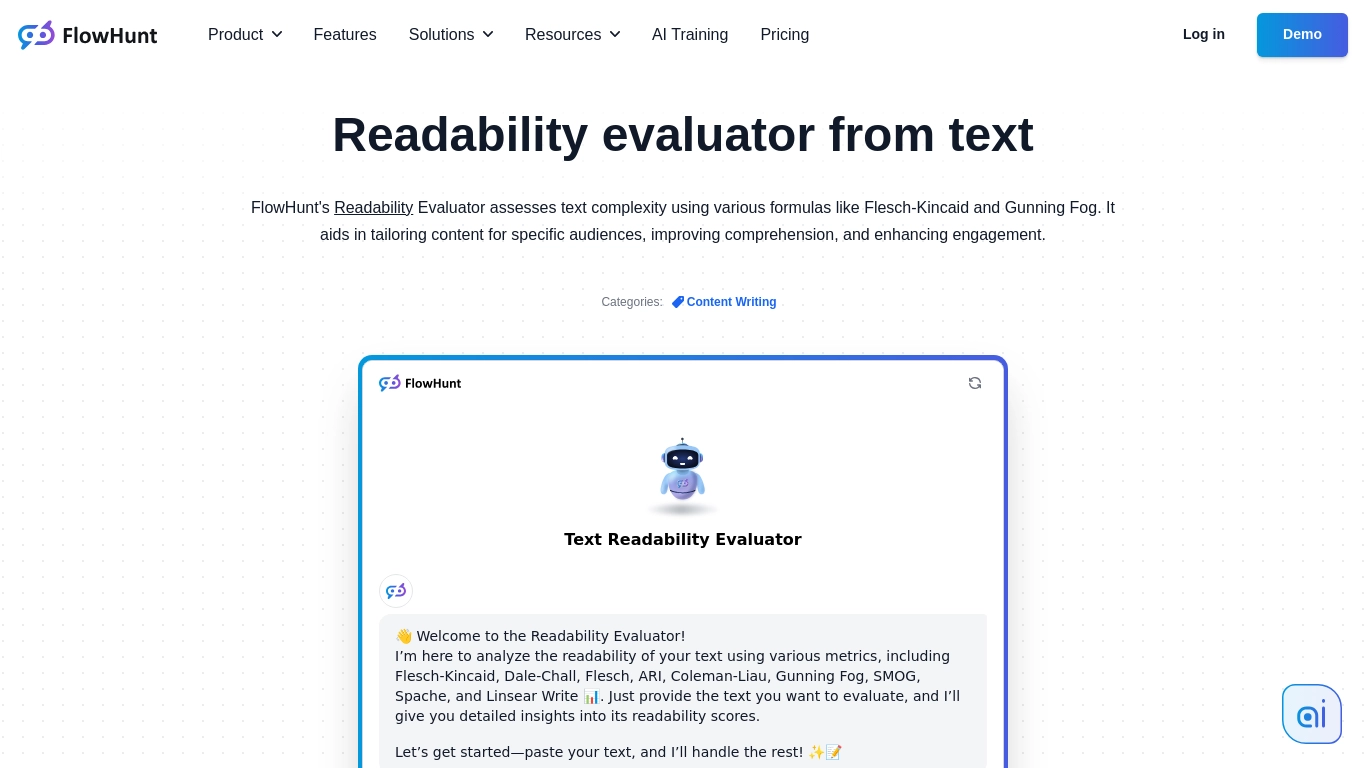 Readability evaluator from text | FlowHunt