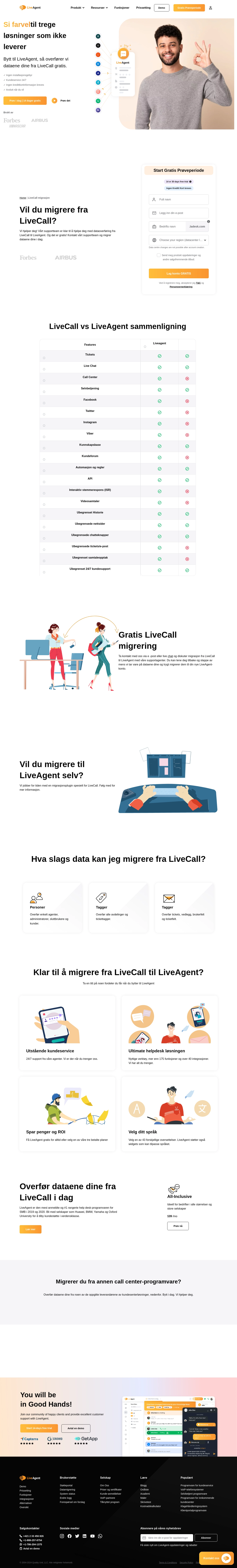 LiveCall migrasjon - LiveAgent