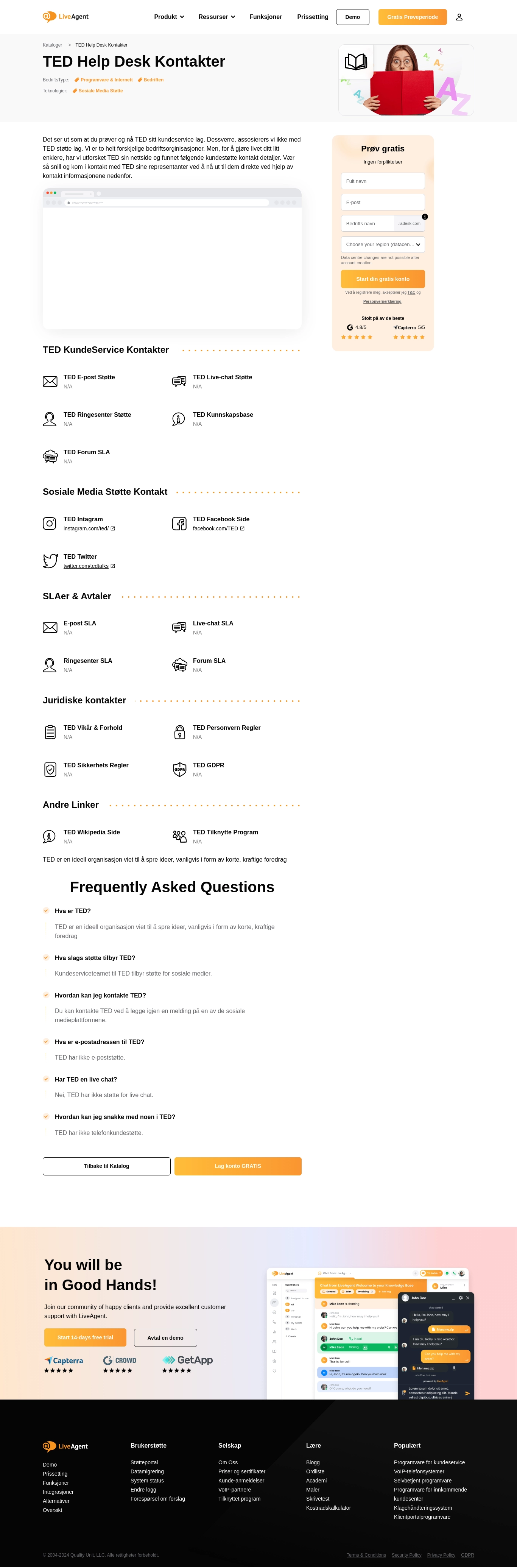 TED Help Desk Kontakter - LiveAgent